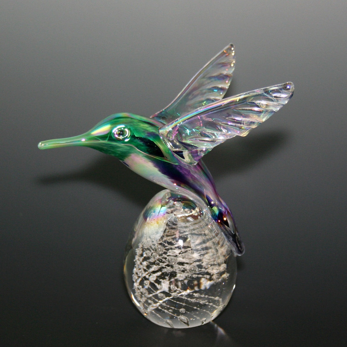 Memorial Glass Hummingbird Paperweight - Kevin Fulton Glass Memorials